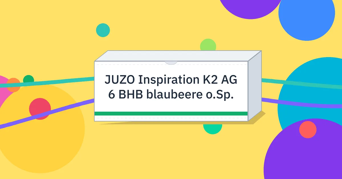 Symbolbild: Packung mit der Aufschrift JUZO Inspiration K2 AG 6 BHB blaubeere o.Sp. (PZN 14833614) – Verfügbarkeit und Bezug in Apotheken in Frankfurt am Main