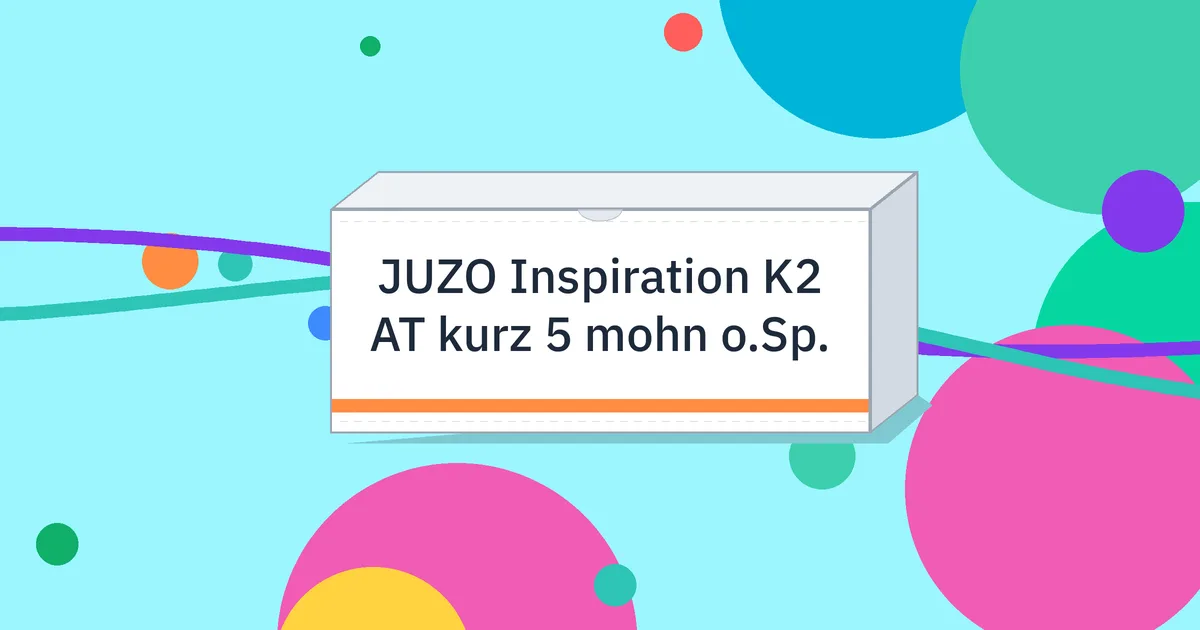Symbolbild: Packung mit der Aufschrift JUZO Inspiration K2 AT kurz 5 mohn o.Sp. (PZN 14931423) – Verfügbarkeit und Bezug in Apotheken in Frankfurt am Main