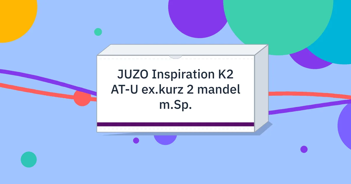 Symbolbild: Packung mit der Aufschrift JUZO Inspiration K2 AT-U ex.kurz 2 mandel m.Sp. (PZN 14965801) – Verfügbarkeit und Bezug in Apotheken in Frankfurt am Main