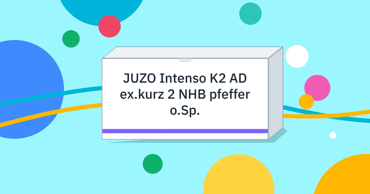 Symbolbild: Packung mit der Aufschrift JUZO Intenso K2 AD ex.kurz 2 NHB pfeffer o.Sp. (PZN 18621949) – Verfügbarkeit und Bezug in Apotheken in Frankfurt am Main