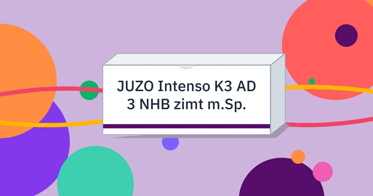 Symbolbild: Packung mit der Aufschrift JUZO Intenso K3 AD 3 NHB zimt m.Sp. (PZN 18630813) – Verfügbarkeit und Bezug in Apotheken in Frankfurt am Main
