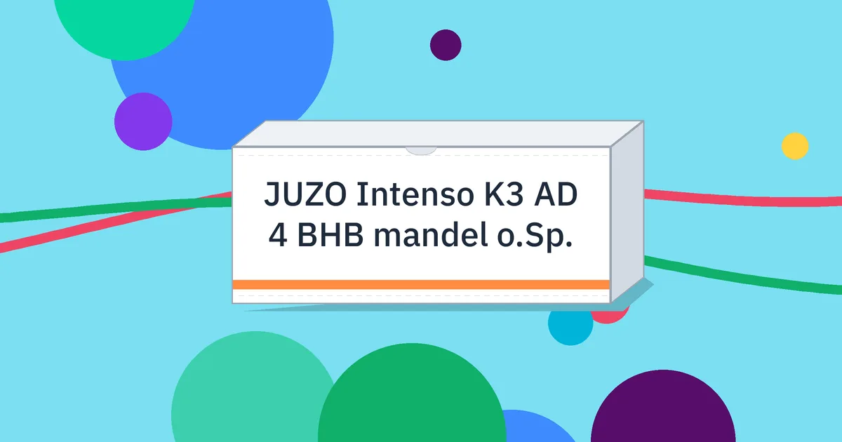 Symbolbild: Packung mit der Aufschrift JUZO Intenso K3 AD 4 BHB mandel o.Sp. (PZN 18645134) – Verfügbarkeit und Bezug in Apotheken in Frankfurt am Main