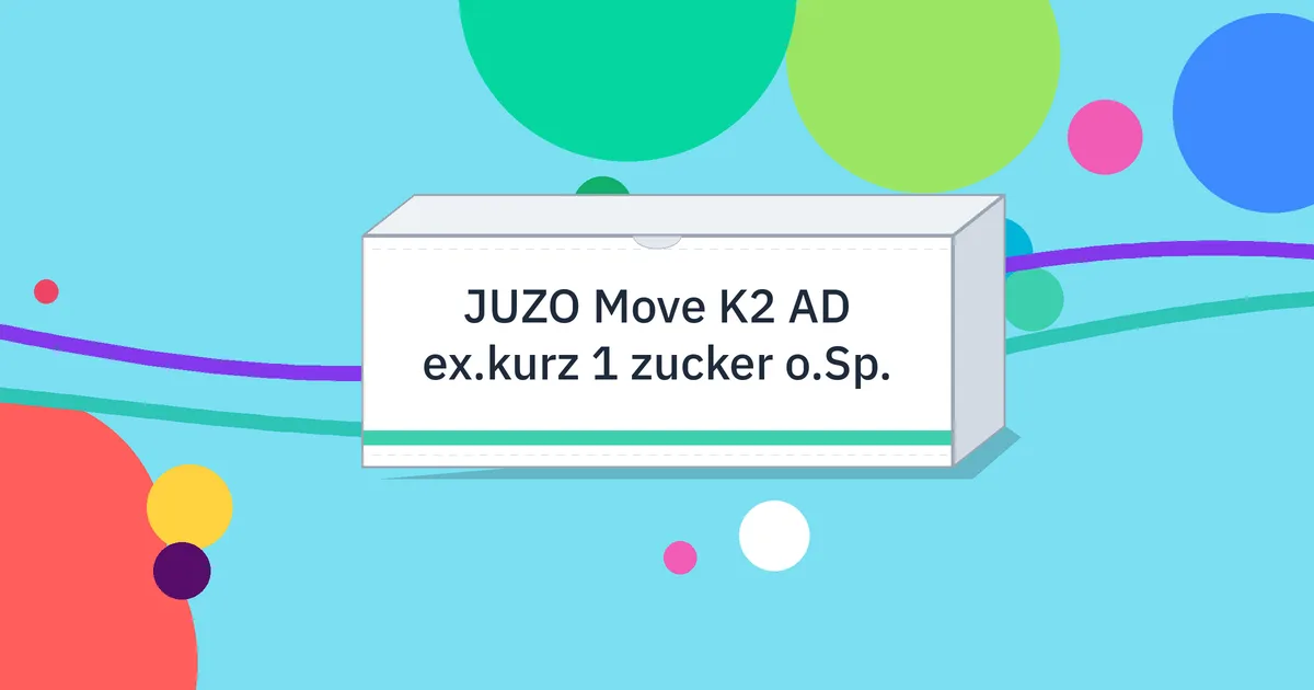 Symbolbild: Packung mit der Aufschrift JUZO Move K2 AD ex.kurz 1 zucker o.Sp. (PZN 18510380) – Verfügbarkeit und Bezug in Apotheken in Frankfurt am Main