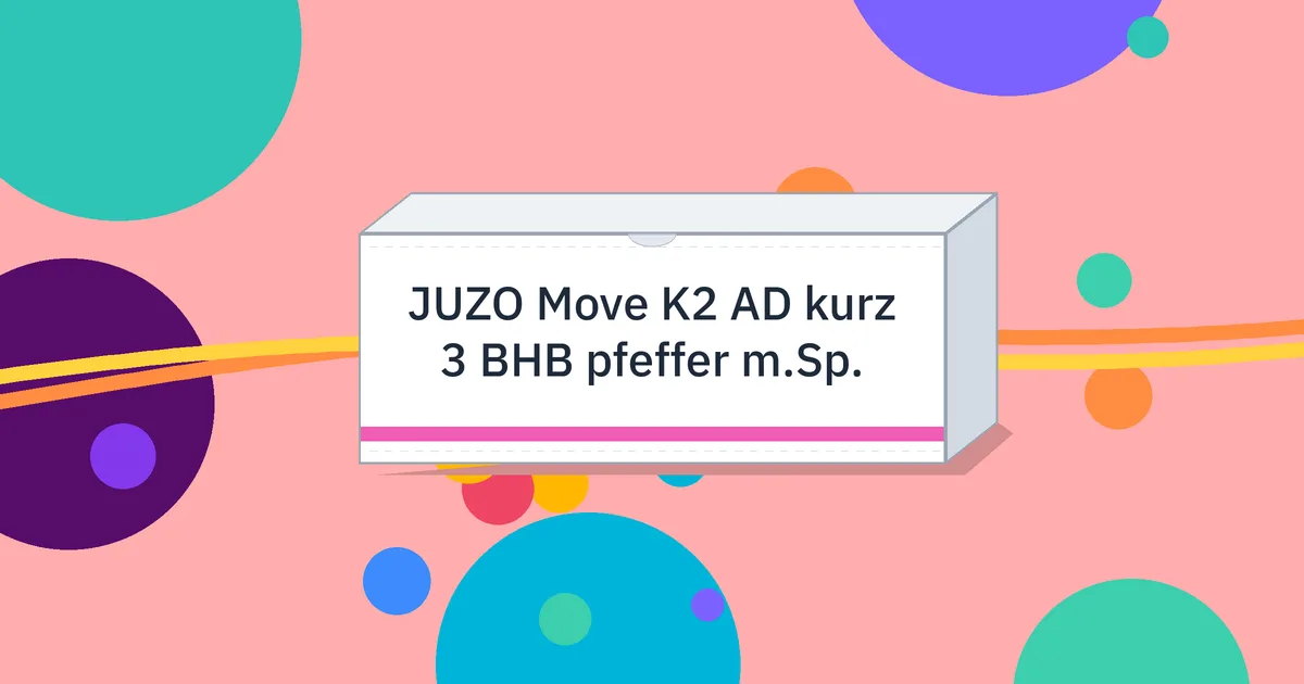 Symbolbild: Packung mit der Aufschrift JUZO Move K2 AD kurz 3 BHB pfeffer m.Sp. (PZN 16340436) – Verfügbarkeit und Bezug in Apotheken in Frankfurt am Main
