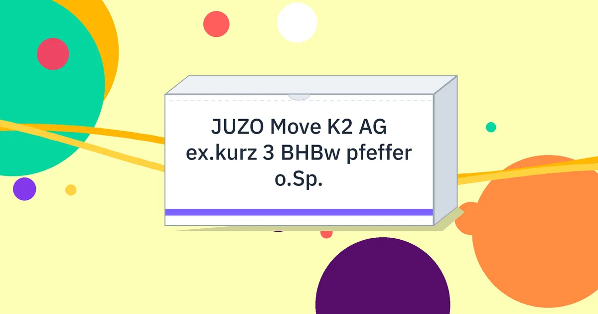 Symbolbild: Packung mit der Aufschrift JUZO Move K2 AG ex.kurz 3 BHBw pfeffer o.Sp. (PZN 16646135) – Verfügbarkeit und Bezug in Apotheken in Frankfurt am Main
