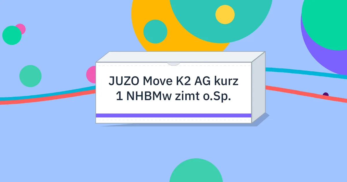 Symbolbild: Packung mit der Aufschrift JUZO Move K2 AG kurz 1 NHBMw zimt o.Sp. (PZN 18529445) – Verfügbarkeit und Bezug in Apotheken in Frankfurt am Main