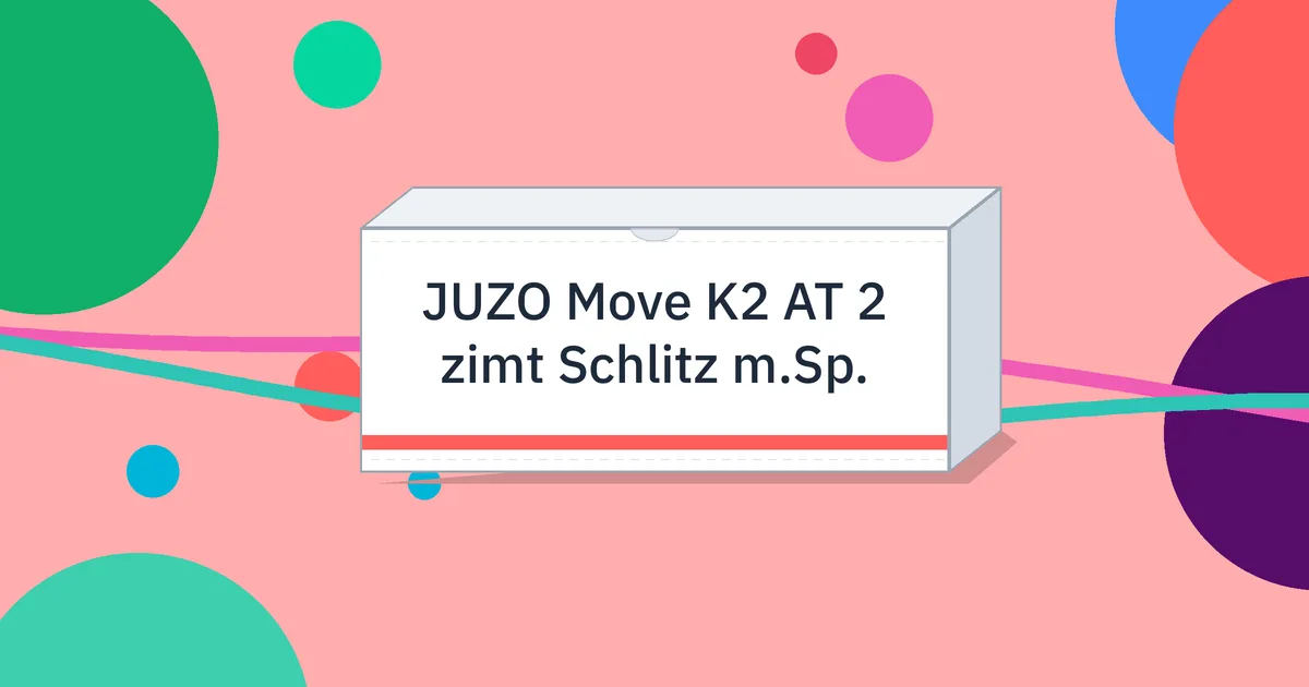 Symbolbild: Packung mit der Aufschrift JUZO Move K2 AT 2 zimt Schlitz m.Sp. (PZN 20668622) – Verfügbarkeit und Bezug in Apotheken in Frankfurt am Main