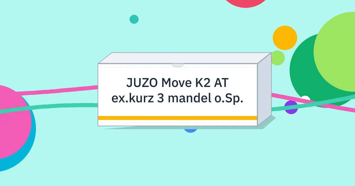 Symbolbild: Packung mit der Aufschrift JUZO Move K2 AT ex.kurz 3 mandel o.Sp. (PZN 20672428) – Verfügbarkeit und Bezug in Apotheken in Frankfurt am Main