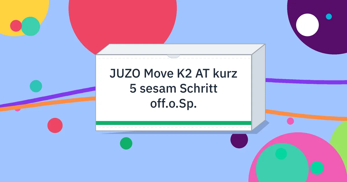 Symbolbild: Packung mit der Aufschrift JUZO Move K2 AT kurz 5 sesam Schritt off.o.Sp. (PZN 20675941) – Verfügbarkeit und Bezug in Apotheken in Frankfurt am Main