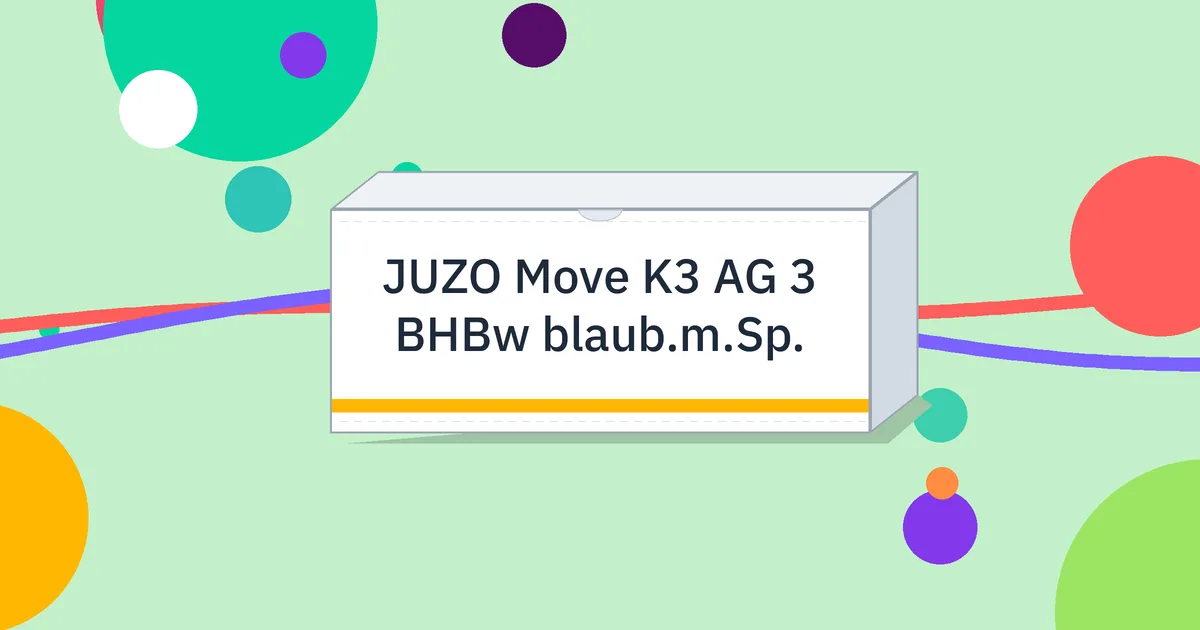 Symbolbild: Packung mit der Aufschrift JUZO Move K3 AG 3 BHBw blaub.m.Sp. (PZN 18587632) – Verfügbarkeit und Bezug in Apotheken in Frankfurt am Main