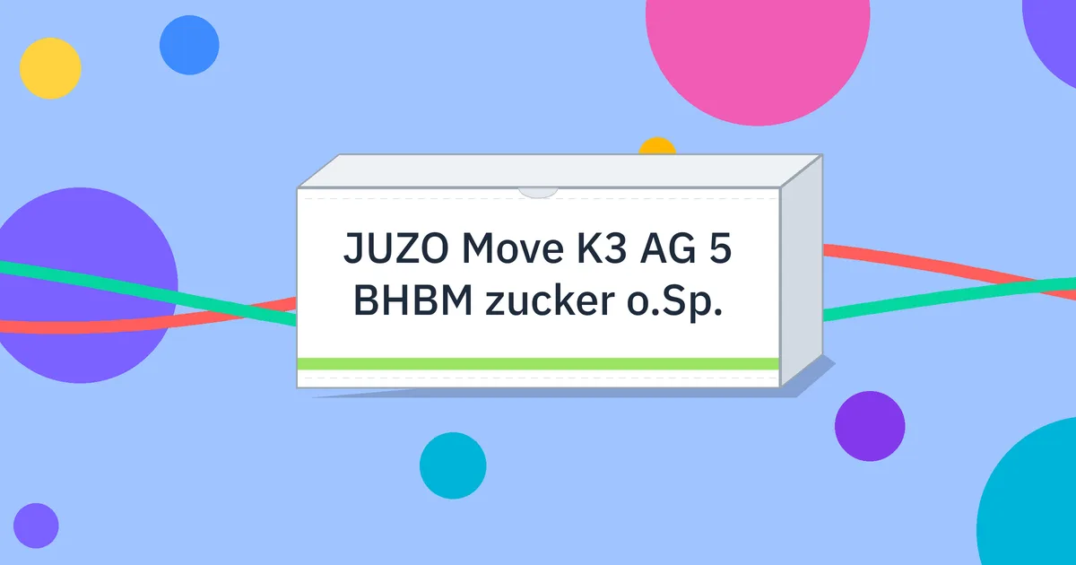 Symbolbild: Packung mit der Aufschrift JUZO Move K3 AG 5 BHBM zucker o.Sp. (PZN 18577970) – Verfügbarkeit und Bezug in Apotheken in Frankfurt am Main