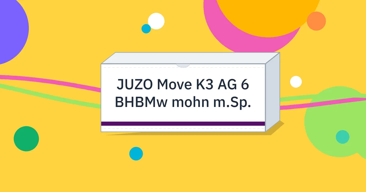 Symbolbild: Packung mit der Aufschrift JUZO Move K3 AG 6 BHBMw mohn m.Sp. (PZN 18588206) – Verfügbarkeit und Bezug in Apotheken in Frankfurt am Main