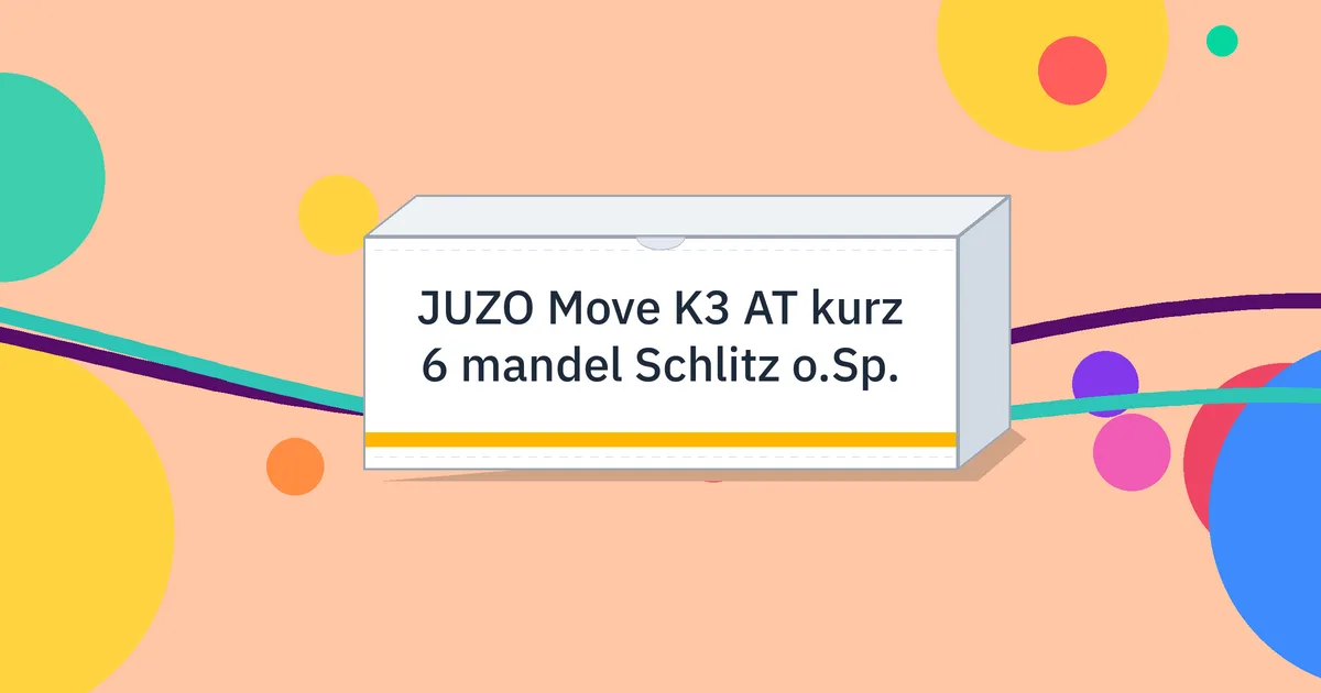 Symbolbild: Packung mit der Aufschrift JUZO Move K3 AT kurz 6 mandel Schlitz o.Sp. (PZN 20685879) – Verfügbarkeit und Bezug in Apotheken in Frankfurt am Main