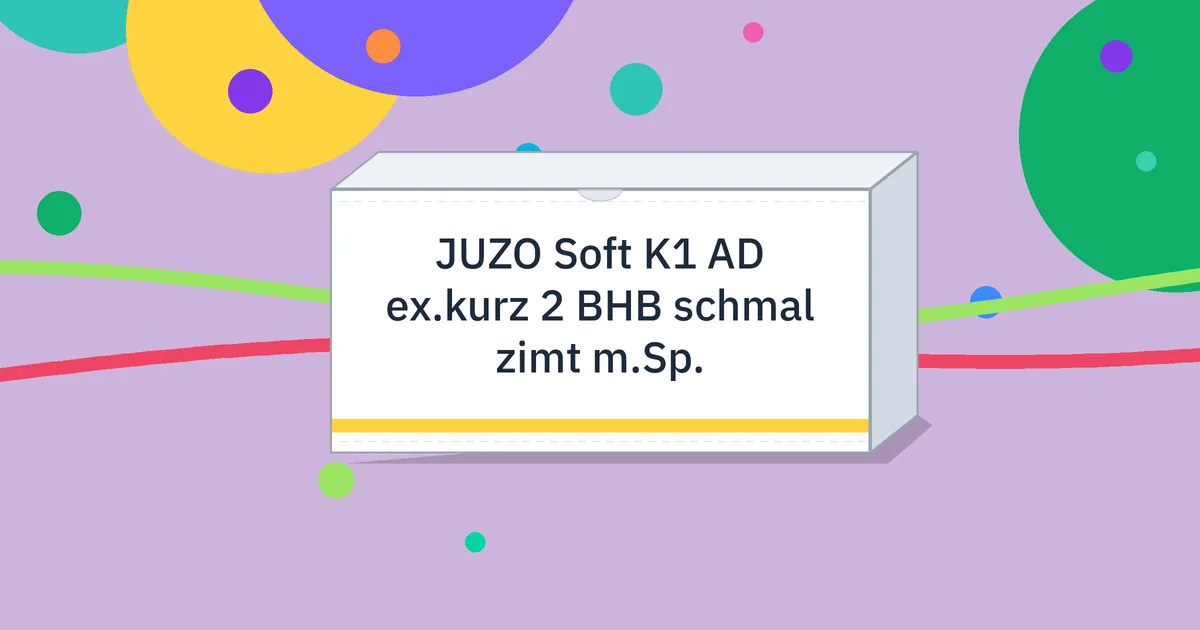 Symbolbild: Packung mit der Aufschrift JUZO Soft K1 AD ex.kurz 2 BHB schmal zimt m.Sp. (PZN 15462249) – Verfügbarkeit und Bezug in Apotheken in Frankfurt am Main