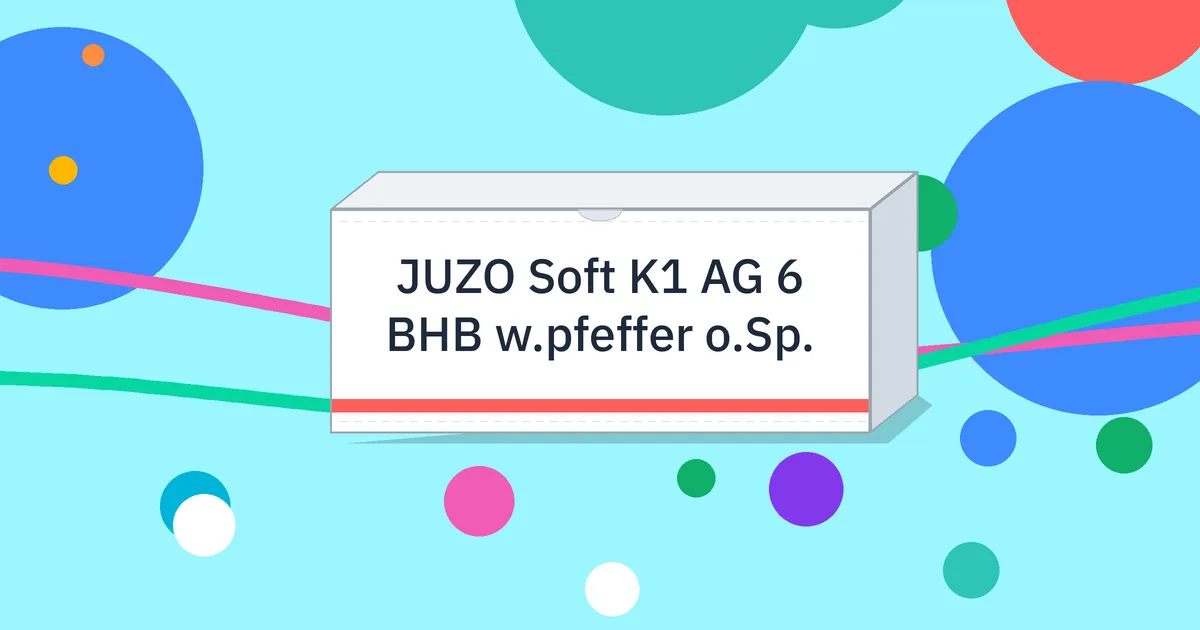 Symbolbild: Packung mit der Aufschrift JUZO Soft K1 AG 6 BHB w.pfeffer o.Sp. (PZN 14837316) – Verfügbarkeit und Bezug in Apotheken in Frankfurt am Main