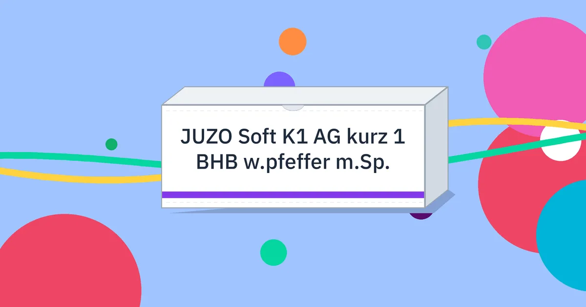 Symbolbild: Packung mit der Aufschrift JUZO Soft K1 AG kurz 1 BHB w.pfeffer m.Sp. (PZN 14837894) – Verfügbarkeit und Bezug in Apotheken in Frankfurt am Main