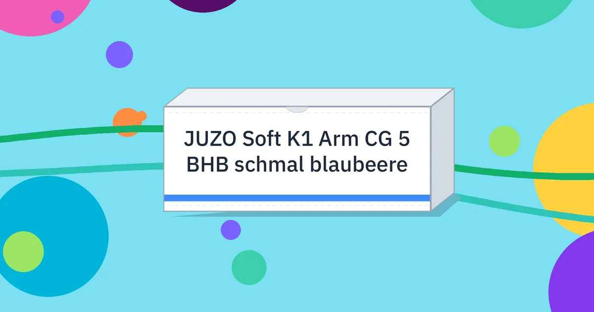 Symbolbild: Packung mit der Aufschrift JUZO Soft K1 Arm CG 5 BHB schmal blaubeere (PZN 15507845) – Verfügbarkeit und Bezug in Apotheken in Frankfurt am Main