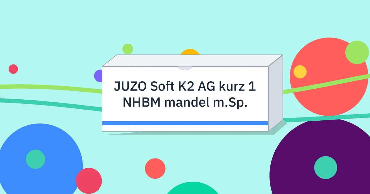 Symbolbild: Packung mit der Aufschrift JUZO Soft K2 AG kurz 1 NHBM mandel m.Sp. (PZN 14998054) – Verfügbarkeit und Bezug in Apotheken in Frankfurt am Main