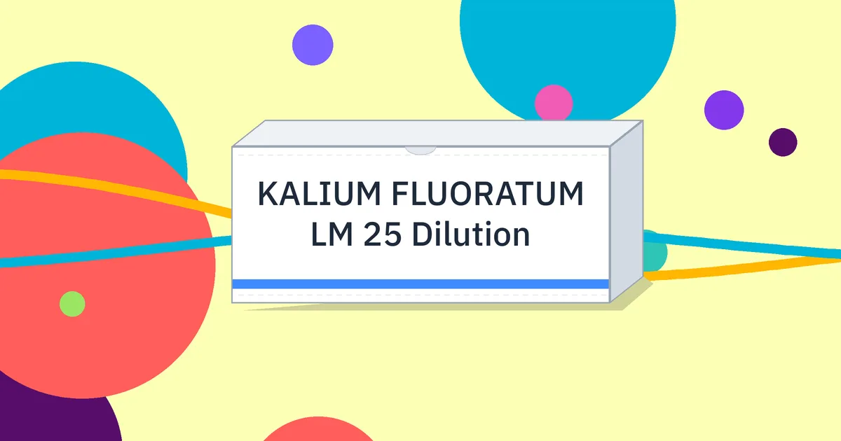 Symbolbild: Packung mit der Aufschrift KALIUM FLUORATUM LM 25 Dilution (PZN 12921662) – Verfügbarkeit und Bezug in Apotheken in Frankfurt am Main