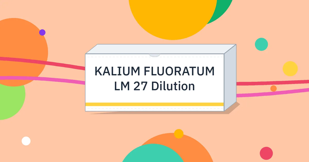 Symbolbild: Packung mit der Aufschrift KALIUM FLUORATUM LM 27 Dilution (PZN 12921685) – Verfügbarkeit und Bezug in Apotheken in Frankfurt am Main