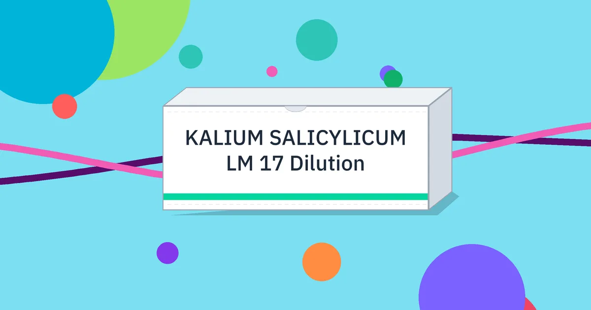 Symbolbild: Packung mit der Aufschrift KALIUM SALICYLICUM LM 17 Dilution (PZN 12925499) – Verfügbarkeit und Bezug in Apotheken in Frankfurt am Main