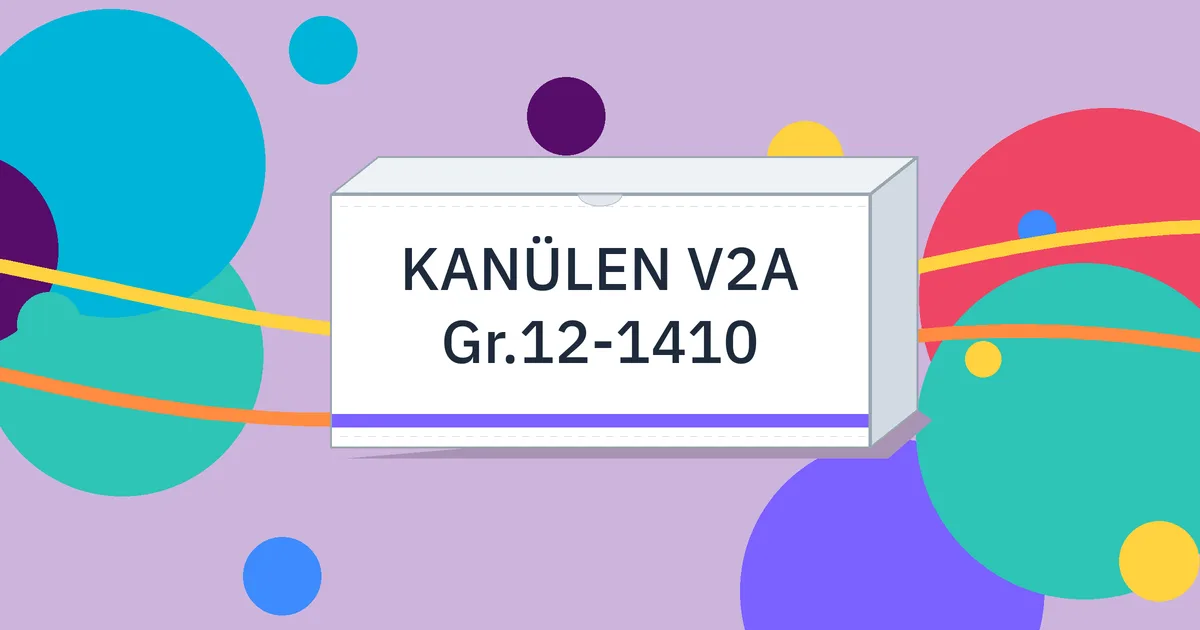 Symbolbild: Packung mit der Aufschrift KANÜLEN V2A Gr.12-1410 (PZN 01963723) – Verfügbarkeit und Bezug in Apotheken in Frankfurt am Main