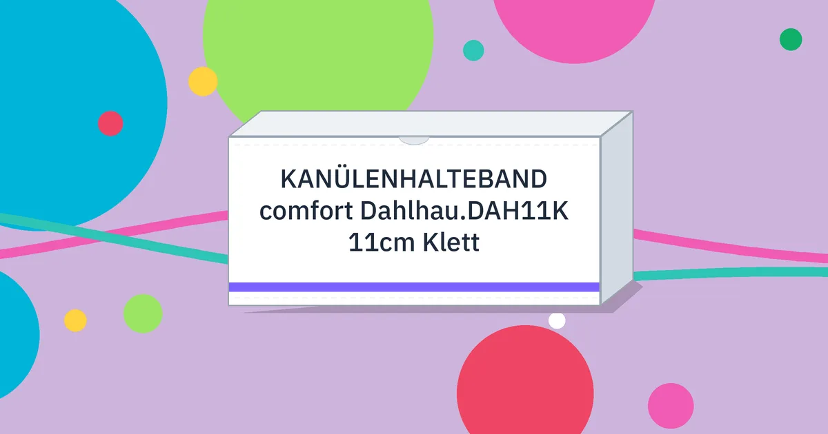 Symbolbild: Packung mit der Aufschrift KANÜLENHALTEBAND comfort Dahlhau.DAH11K 11cm Klett (PZN 08883341) – Verfügbarkeit und Bezug in Apotheken in Frankfurt am Main