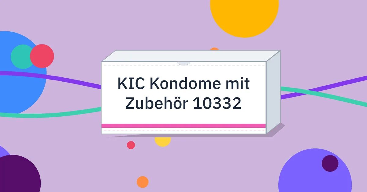 Symbolbild: Packung mit der Aufschrift KIC Kondome mit Zubehör 10332 (PZN 00591544) – Verfügbarkeit und Bezug in Apotheken in Frankfurt am Main