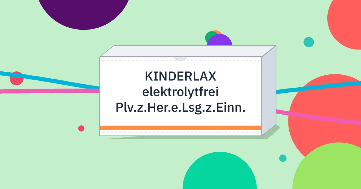 Symbolbild: Packung mit der Aufschrift KINDERLAX elektrolytfrei Plv.z.Her.e.Lsg.z.Einn. (PZN 11952703) – Verfügbarkeit und Bezug in Apotheken in Frankfurt am Main
