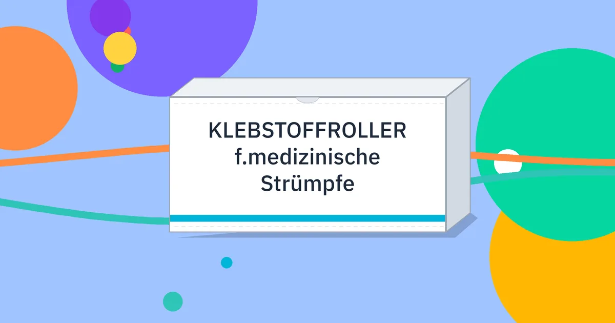 Symbolbild: Packung mit der Aufschrift KLEBSTOFFROLLER f.medizinische Strümpfe (PZN 15894049) – Verfügbarkeit und Bezug in Apotheken in Frankfurt am Main