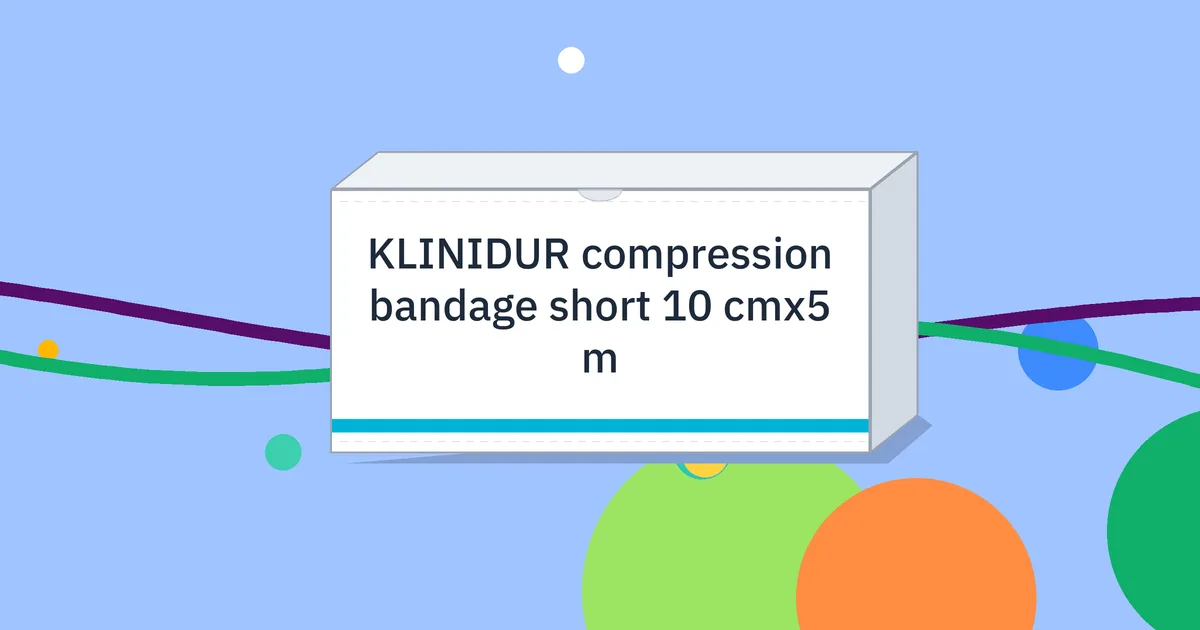 Symbolbild: Packung mit der Aufschrift KLINIDUR compression bandage short 10 cmx5 m (PZN 19869806) – Verfügbarkeit und Bezug in Apotheken in Frankfurt am Main