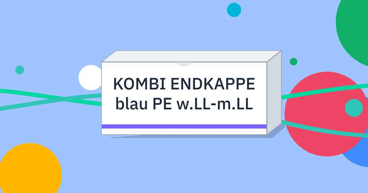Symbolbild: Packung mit der Aufschrift KOMBI ENDKAPPE blau PE w.LL-m.LL (PZN 08428654) – Verfügbarkeit und Bezug in Apotheken in Frankfurt am Main