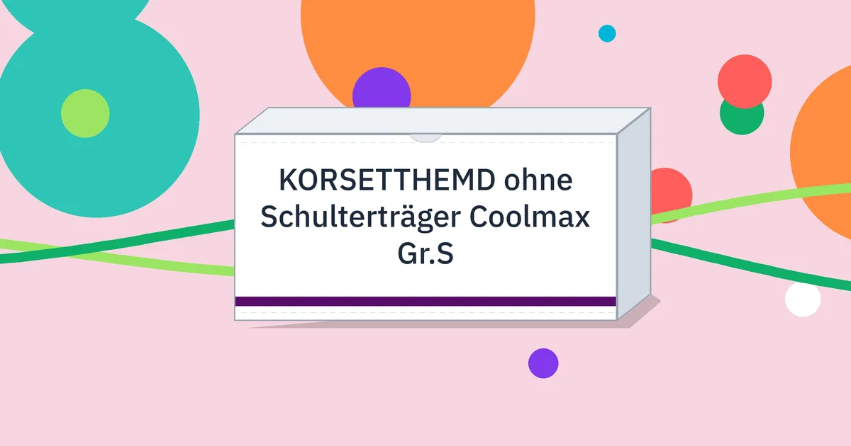 Symbolbild: Packung mit der Aufschrift KORSETTHEMD ohne Schulterträger Coolmax Gr.S (PZN 09639330) – Verfügbarkeit und Bezug in Apotheken in Frankfurt am Main