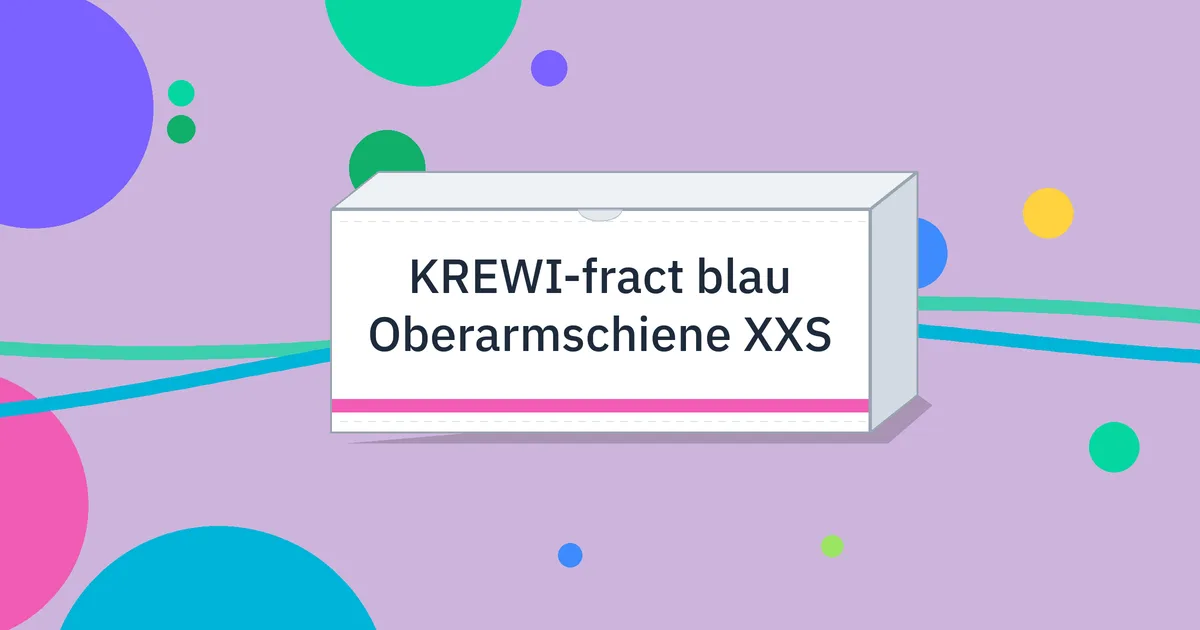 Symbolbild: Packung mit der Aufschrift KREWI-fract blau Oberarmschiene XXS (PZN 17300114) – Verfügbarkeit und Bezug in Apotheken in Frankfurt am Main