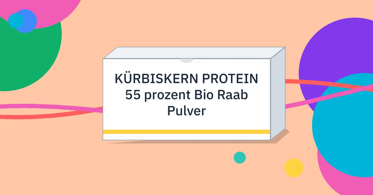 Symbolbild: Packung mit der Aufschrift KÜRBISKERN PROTEIN 55 prozent Bio Raab Pulver (PZN 11612114) – Verfügbarkeit und Bezug in Apotheken in Frankfurt am Main
