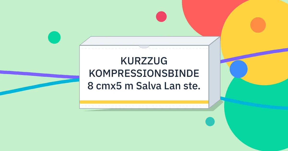 Symbolbild: Packung mit der Aufschrift KURZZUG KOMPRESSIONSBINDE 8 cmx5 m Salva Lan ste. (PZN 17152406) – Verfügbarkeit und Bezug in Apotheken in Frankfurt am Main