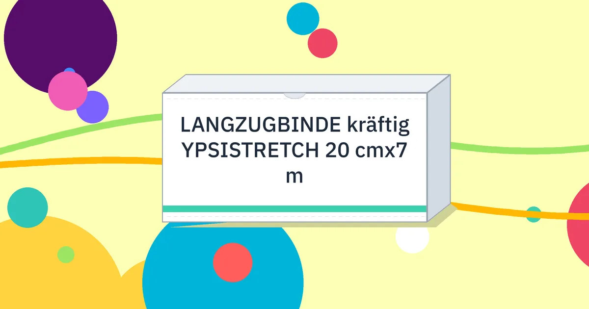 Symbolbild: Packung mit der Aufschrift LANGZUGBINDE kräftig YPSISTRETCH 20 cmx7 m (PZN 13581955) – Verfügbarkeit und Bezug in Apotheken in Frankfurt am Main