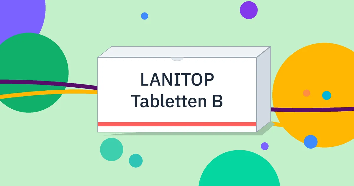 Symbolbild: Packung mit der Aufschrift LANITOP Tabletten B (PZN 03032704) – Verfügbarkeit und Bezug in Apotheken in Frankfurt am Main