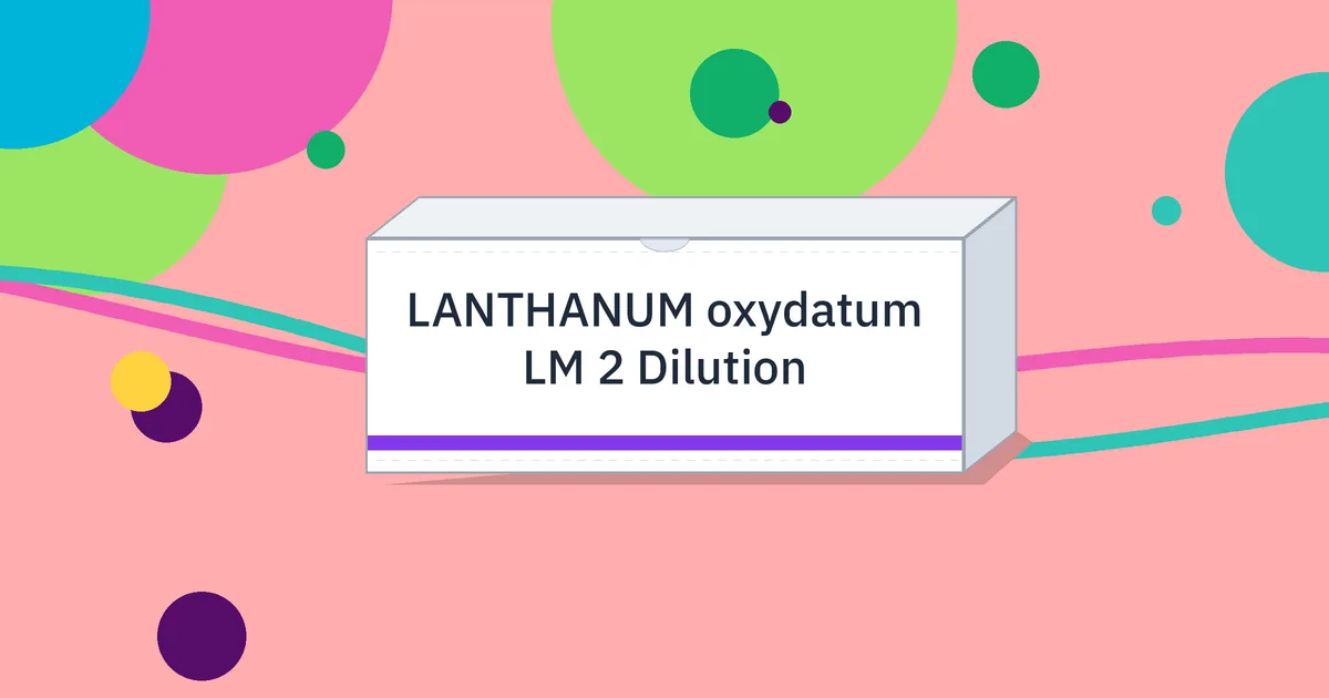 Symbolbild: Packung mit der Aufschrift LANTHANUM oxydatum LM 2 Dilution (PZN 13522071) – Verfügbarkeit und Bezug in Apotheken in Frankfurt am Main