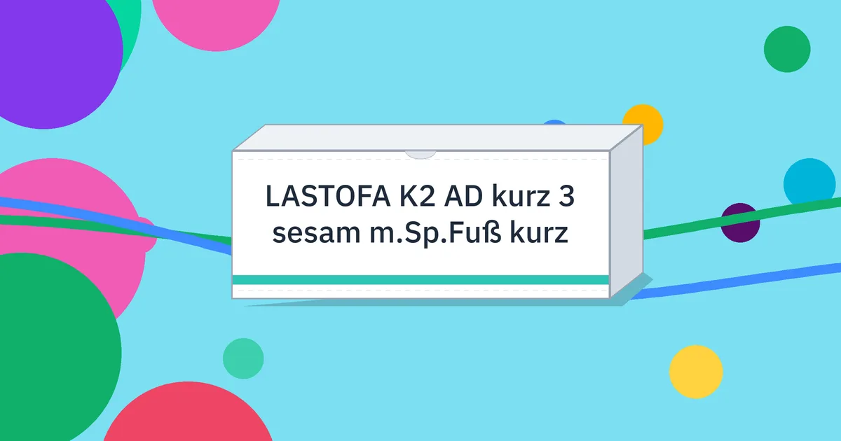Symbolbild: Packung mit der Aufschrift LASTOFA K2 AD kurz 3 sesam m.Sp.Fuß kurz (PZN 13800357) – Verfügbarkeit und Bezug in Apotheken in Frankfurt am Main