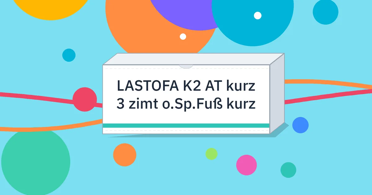 Symbolbild: Packung mit der Aufschrift LASTOFA K2 AT kurz 3 zimt o.Sp.Fuß kurz (PZN 13809016) – Verfügbarkeit und Bezug in Apotheken in Frankfurt am Main