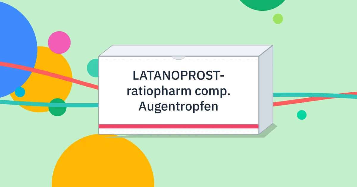 Symbolbild: Packung mit der Aufschrift LATANOPROST-ratiopharm comp. Augentropfen (PZN 08404292) – Verfügbarkeit und Bezug in Apotheken in Frankfurt am Main