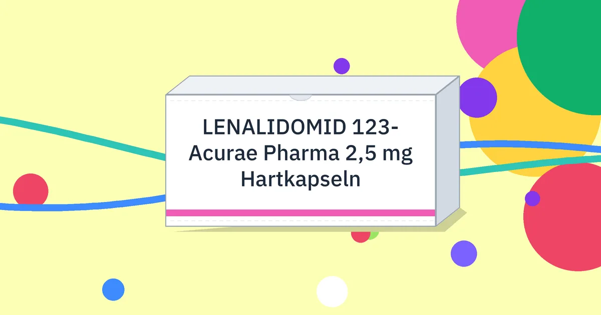 Symbolbild: Packung mit der Aufschrift LENALIDOMID 123-Acurae Pharma 2,5 mg Hartkapseln (PZN 17612428) – Verfügbarkeit und Bezug in Apotheken in Frankfurt am Main