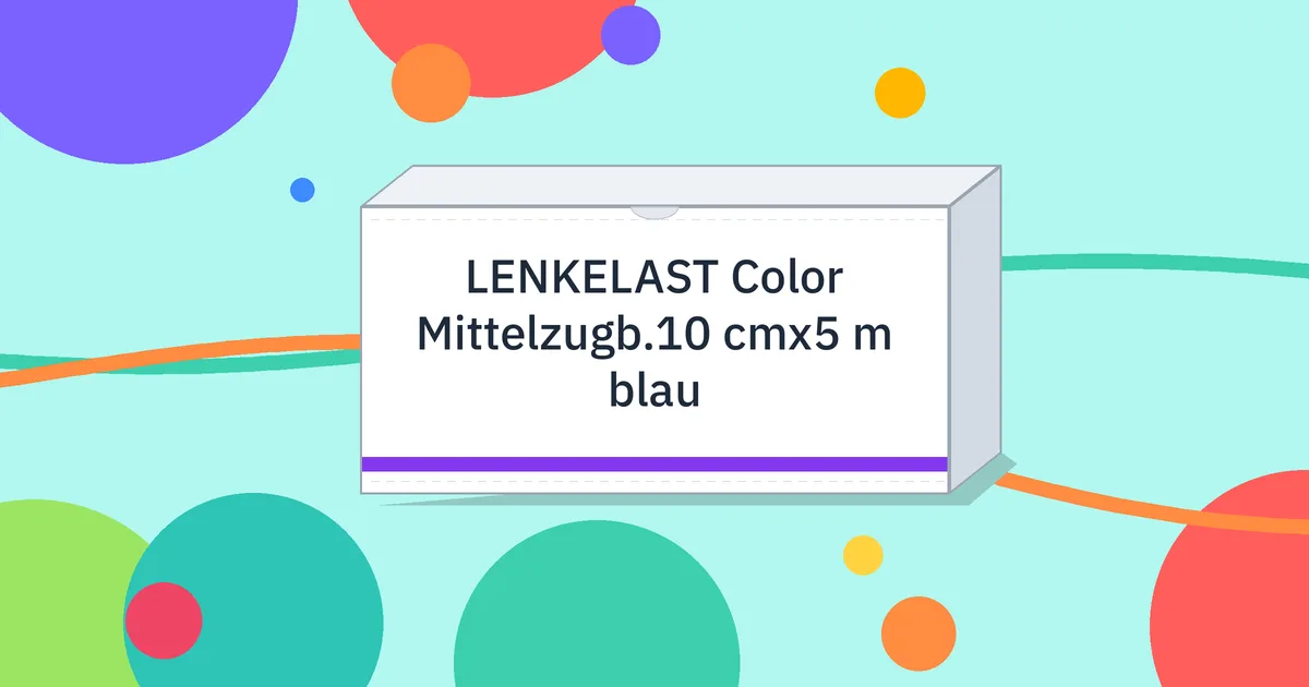 Symbolbild: Packung mit der Aufschrift LENKELAST Color Mittelzugb.10 cmx5 m blau (PZN 01467467) – Verfügbarkeit und Bezug in Apotheken in Frankfurt am Main