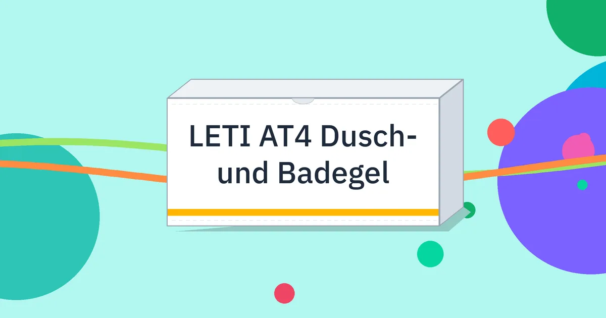 Symbolbild: Packung mit der Aufschrift LETI AT4 Dusch- und Badegel (PZN 19144782) – Verfügbarkeit und Bezug in Apotheken in Frankfurt am Main