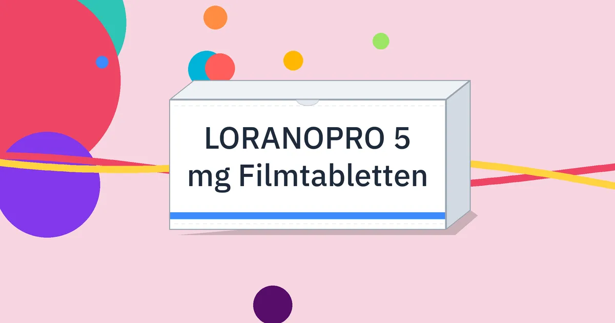 Symbolbild: Packung mit der Aufschrift LORANOPRO 5 mg Filmtabletten (PZN 10090205) – Verfügbarkeit und Bezug in Apotheken in Frankfurt am Main