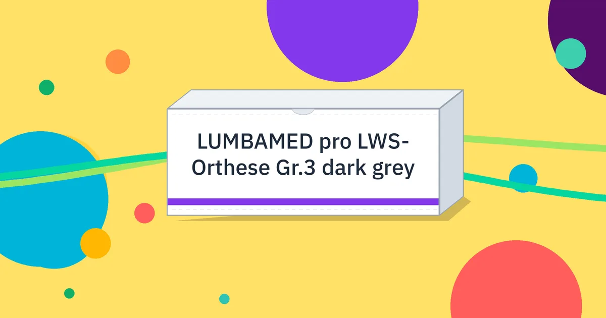 Symbolbild: Packung mit der Aufschrift LUMBAMED pro LWS-Orthese Gr.3 dark grey (PZN 20603924) – Verfügbarkeit und Bezug in Apotheken in Frankfurt am Main