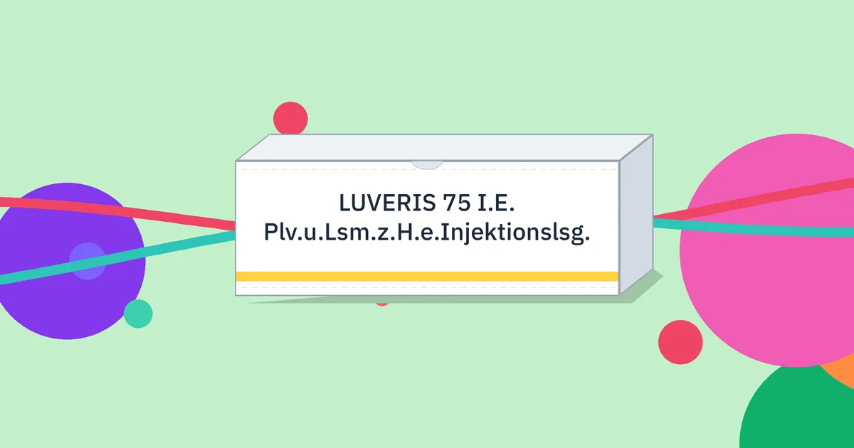 Symbolbild: Packung mit der Aufschrift LUVERIS 75 I.E. Plv.u.Lsm.z.H.e.Injektionslsg. (PZN 01472155) – Verfügbarkeit und Bezug in Apotheken in Frankfurt am Main