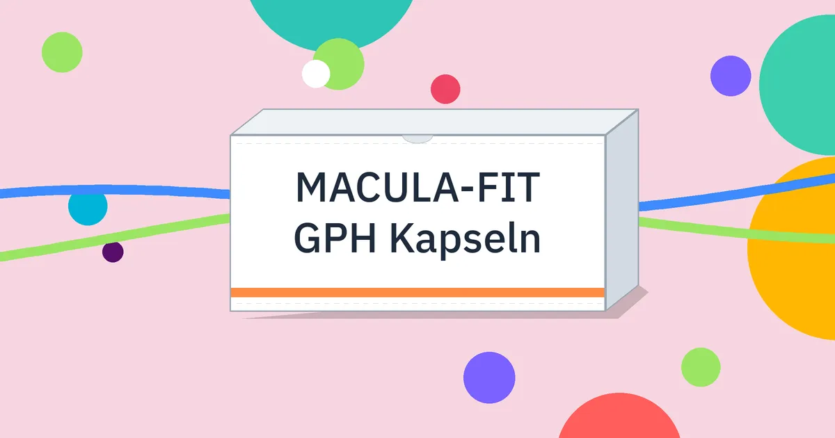 Symbolbild: Packung mit der Aufschrift MACULA-FIT GPH Kapseln (PZN 05530754) – Verfügbarkeit und Bezug in Apotheken in Frankfurt am Main
