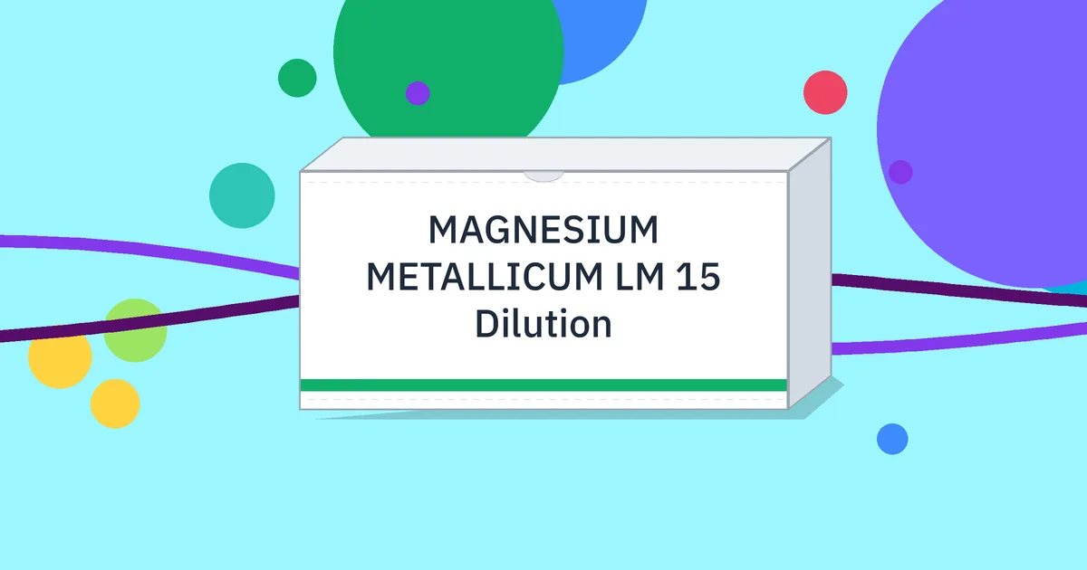 Symbolbild: Packung mit der Aufschrift MAGNESIUM METALLICUM LM 15 Dilution (PZN 12938415) – Verfügbarkeit und Bezug in Apotheken in Frankfurt am Main